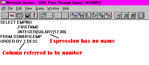DB2 Version 4.1: Column Naming and Renaming